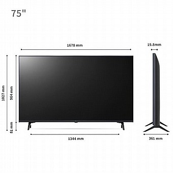טלוויזיה חכמה 75 אינץ` ברזולוציית UHD 4K מבית LG אל ג`י דגם 75UR78006LL ...