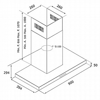 קולט אדים צמוד קיר 90 ס''מ מבית AIRFORCE איירפורס דגם B-OX-90- עולם של ...